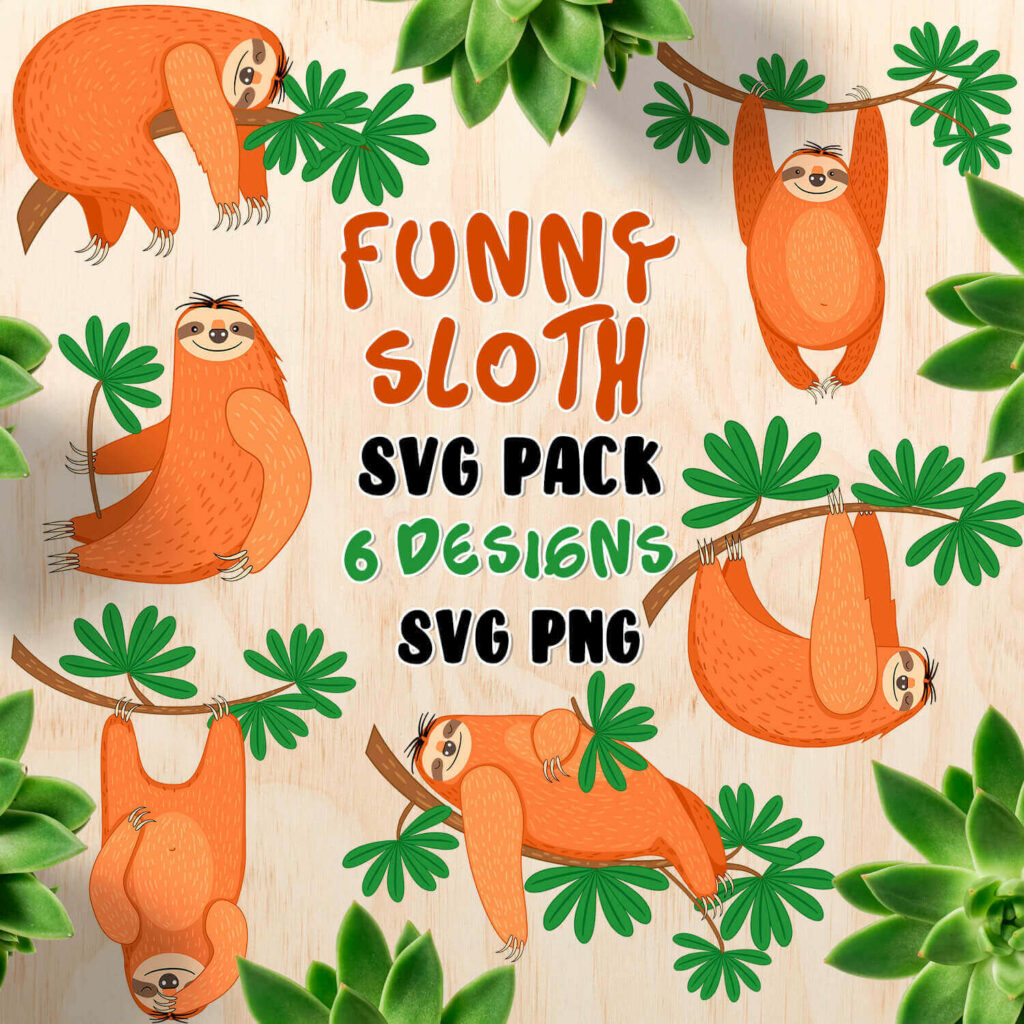 6 Funny Sloth SVG Files – MasterBundles