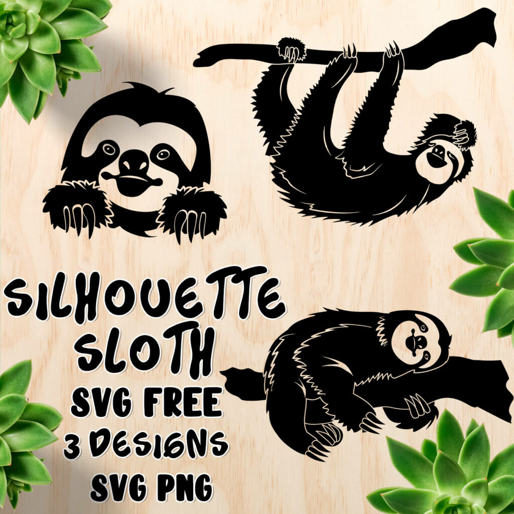 Silhouette Sloth SVG Free – MasterBundles