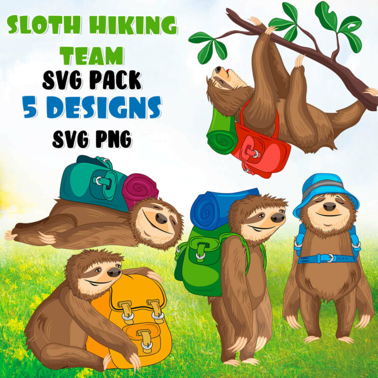 5 Sloth Hiking Team SVG Files – MasterBundles