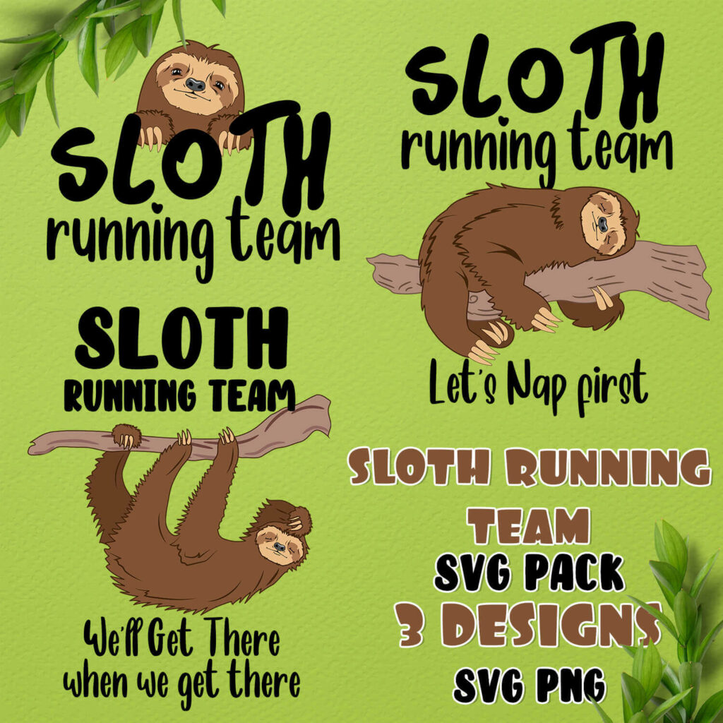 3 Sloth Running Team SVG – MasterBundles