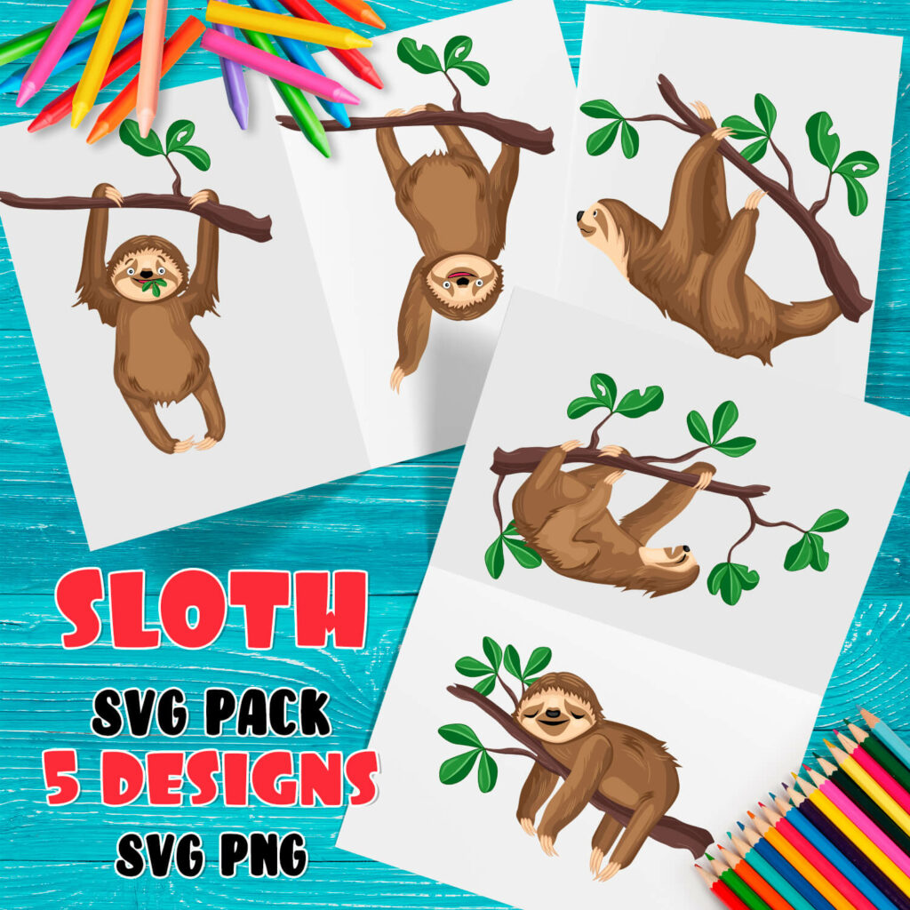 5 Sloth SVG Designs – MasterBundles