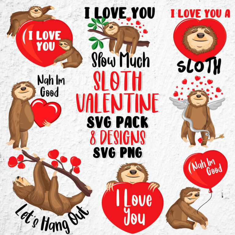 8 Sloth Valentine SVG Files – MasterBundles