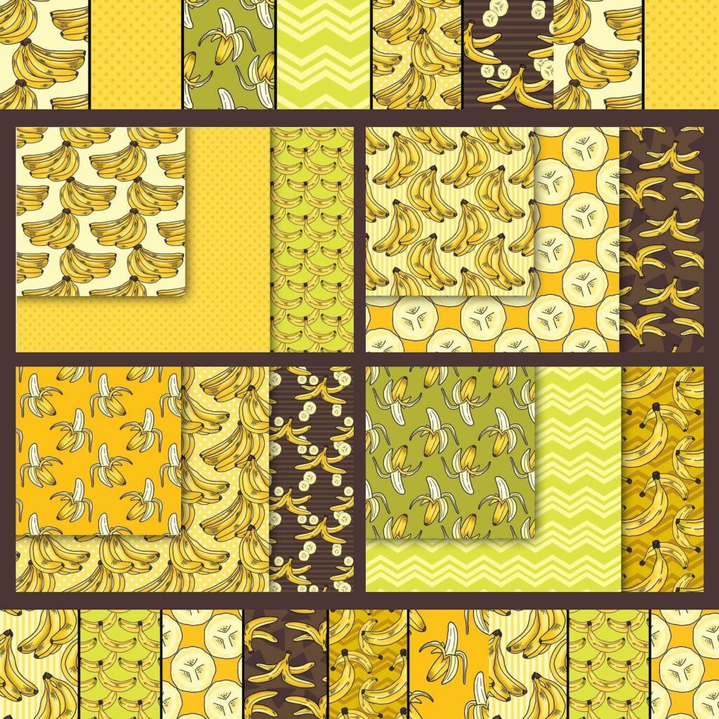 12 Banana Seamless Patterns - Summer, Tropical Fruit. – MasterBundles