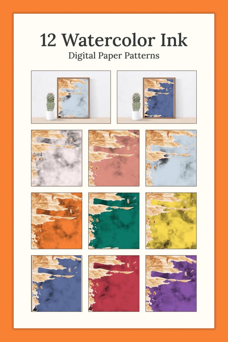 12 Watercolor Ink Digital Paper – MasterBundles
