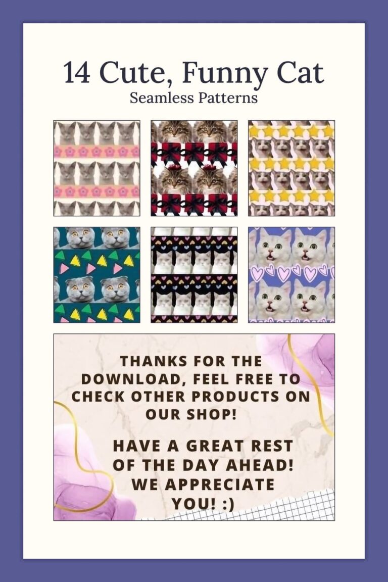 14 Cute, Funny Cat Seamless Patterns – MasterBundles