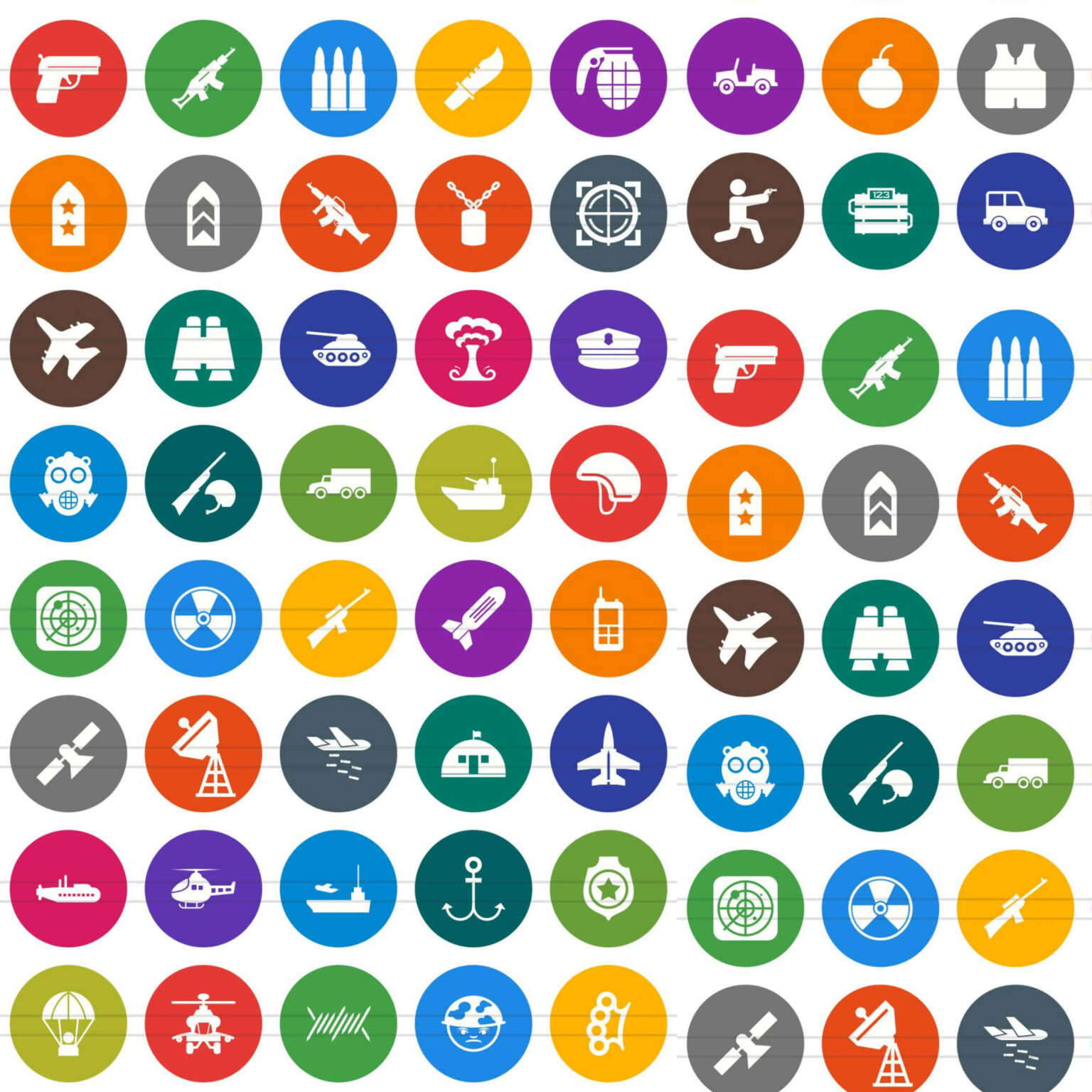 50 Military Flat Round Icons – MasterBundles