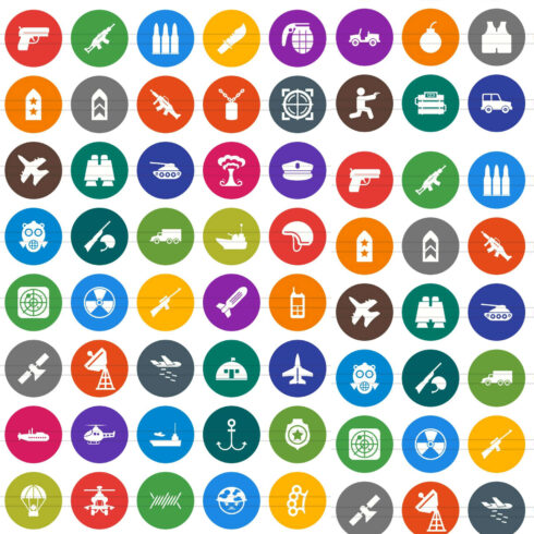 50 Military Flat Round Icons – MasterBundles