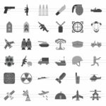 50 Military Greyscale Icons – MasterBundles