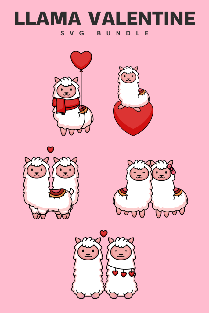 5 Llama Valentine SVG Designs – MasterBundles