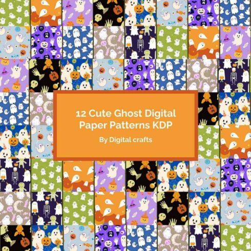12 Cute Ghost Digital Paper Patterns KDP | Master Bundles