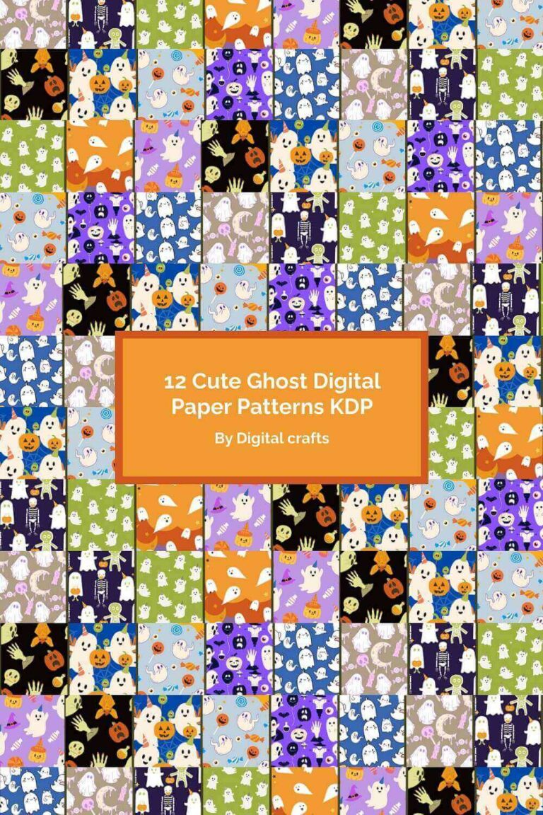 12 Cute Ghost Digital Paper Patterns KDP – MasterBundles
