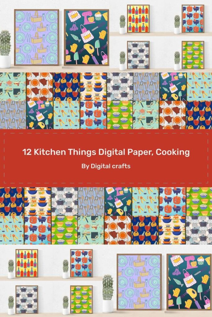 12 Kitchen Things Digital Paper, Cooking – MasterBundles