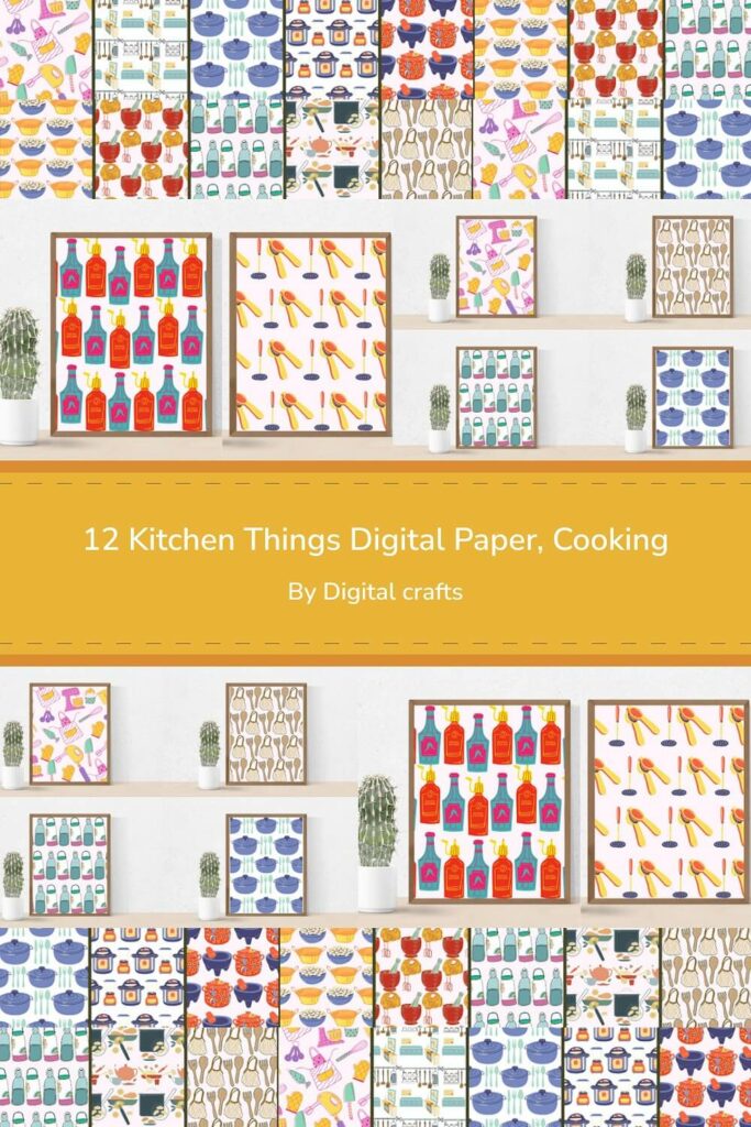 12 Kitchen Things Digital Paper, Cooking – MasterBundles