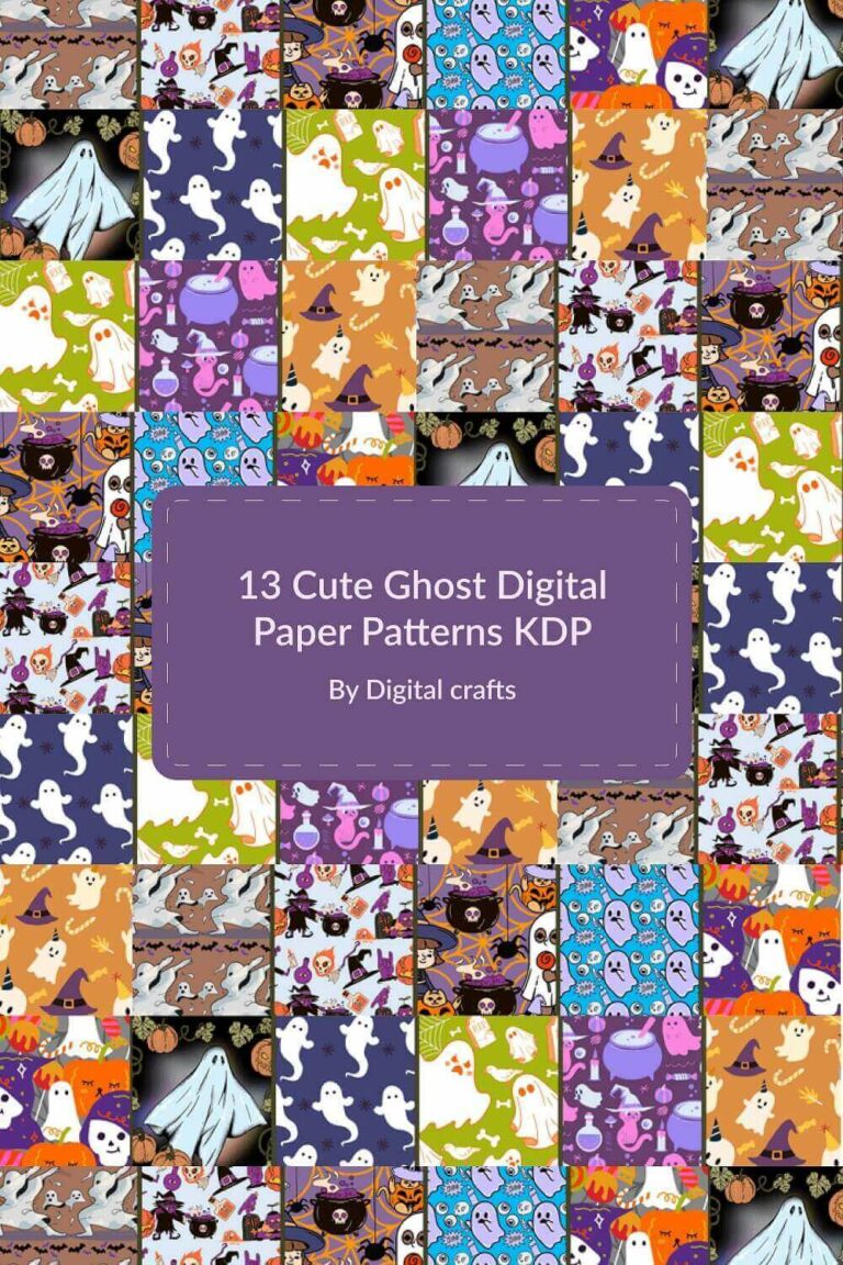 13 Cute Ghost Digital Paper Patterns KDP – MasterBundles