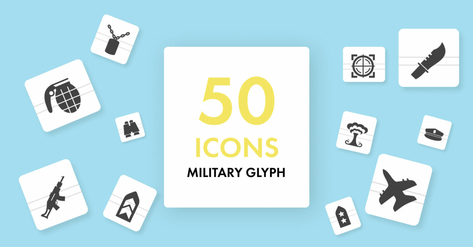 50 Military Glyph Icons – MasterBundles