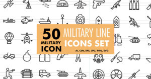 50 Military Line Icons – MasterBundles