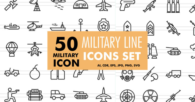 50 Military Line Icons – MasterBundles