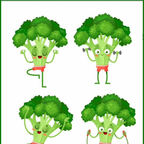 Cartoon Broccoli Character Fitness | Master Bundles