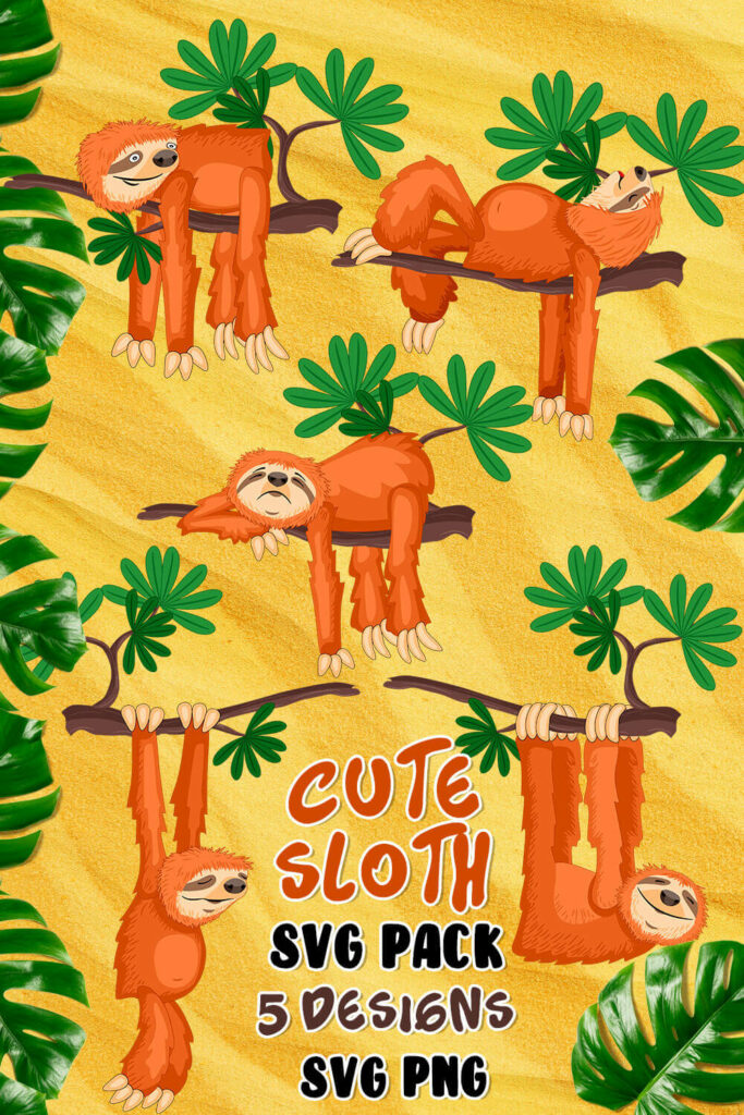 5 Cute Sloth SVG Designs – MasterBundles