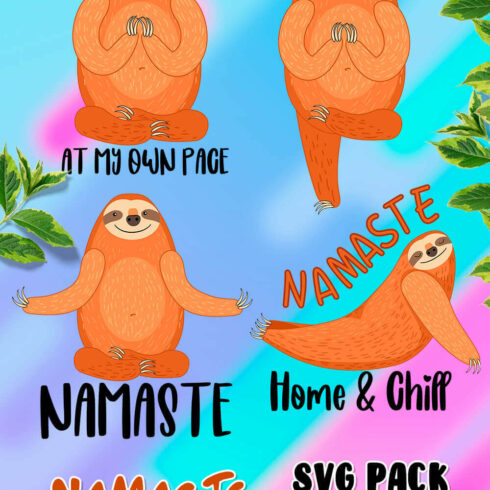 4 Namaste Sloth SVG Designs | Master Bundles