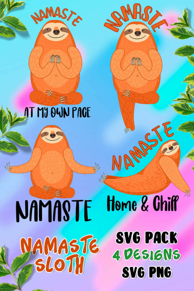 4 Namaste Sloth SVG Designs – MasterBundles
