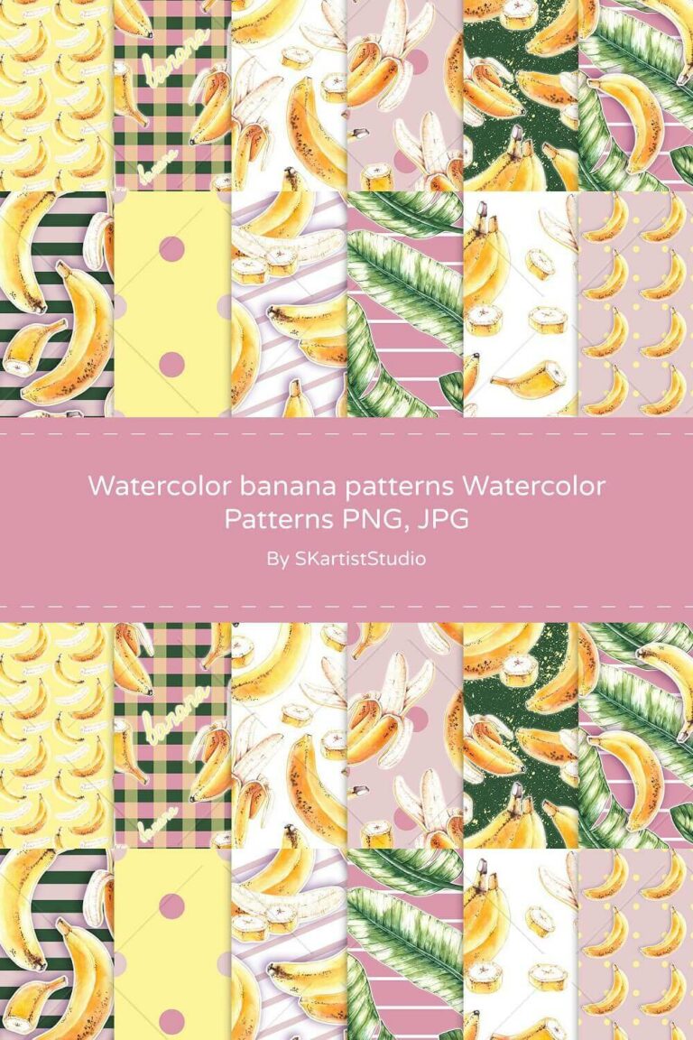 Watercolor Banana Patterns Watercolor Patterns PNG, JPG – MasterBundles