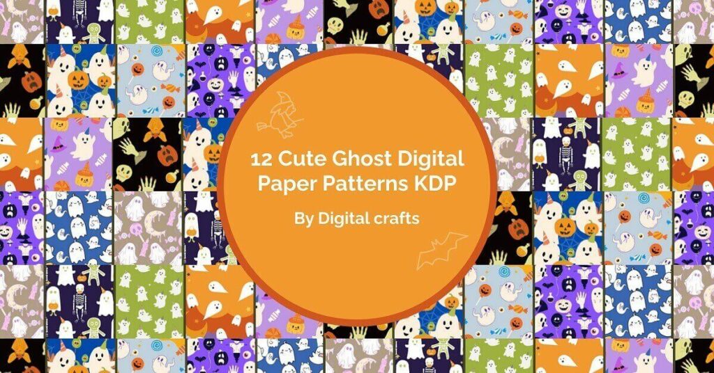 12 Cute Ghost Digital Paper Patterns KDP – MasterBundles