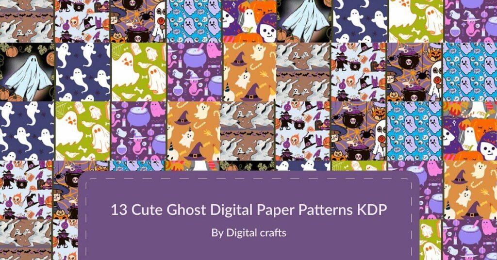 13 Cute Ghost Digital Paper Patterns KDP – MasterBundles