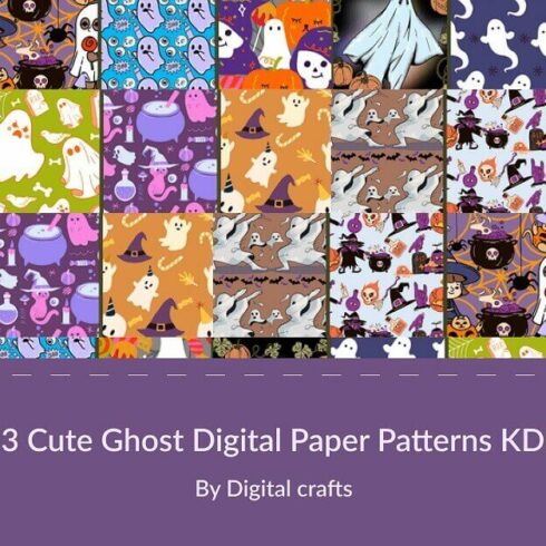 13 Cute Ghost Digital Paper Patterns KDP | Master Bundles