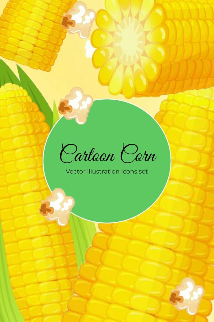 Cartoon Corn. Golden Maize Harvest, Popcorn Corny Grains and ...