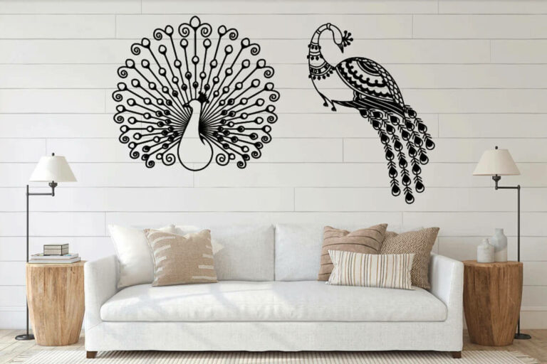 Peacock Design Laser Cut SVG DXF Files Wall Sticker Engraving Decal ...
