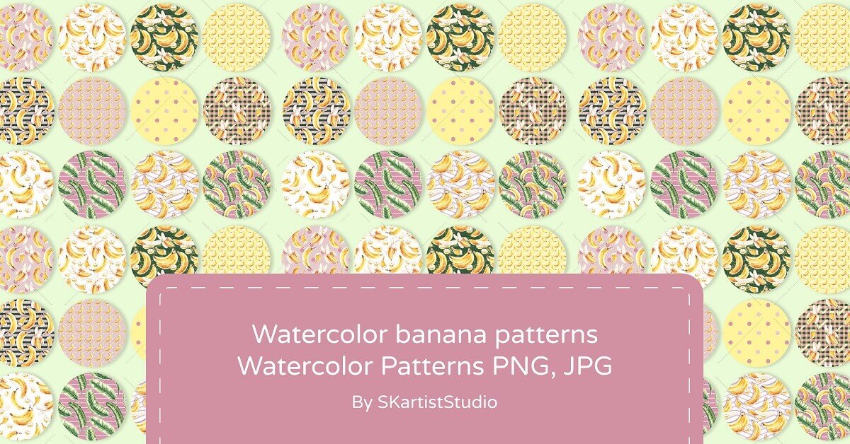 Watercolor Banana Patterns Watercolor Patterns PNG, JPG – MasterBundles