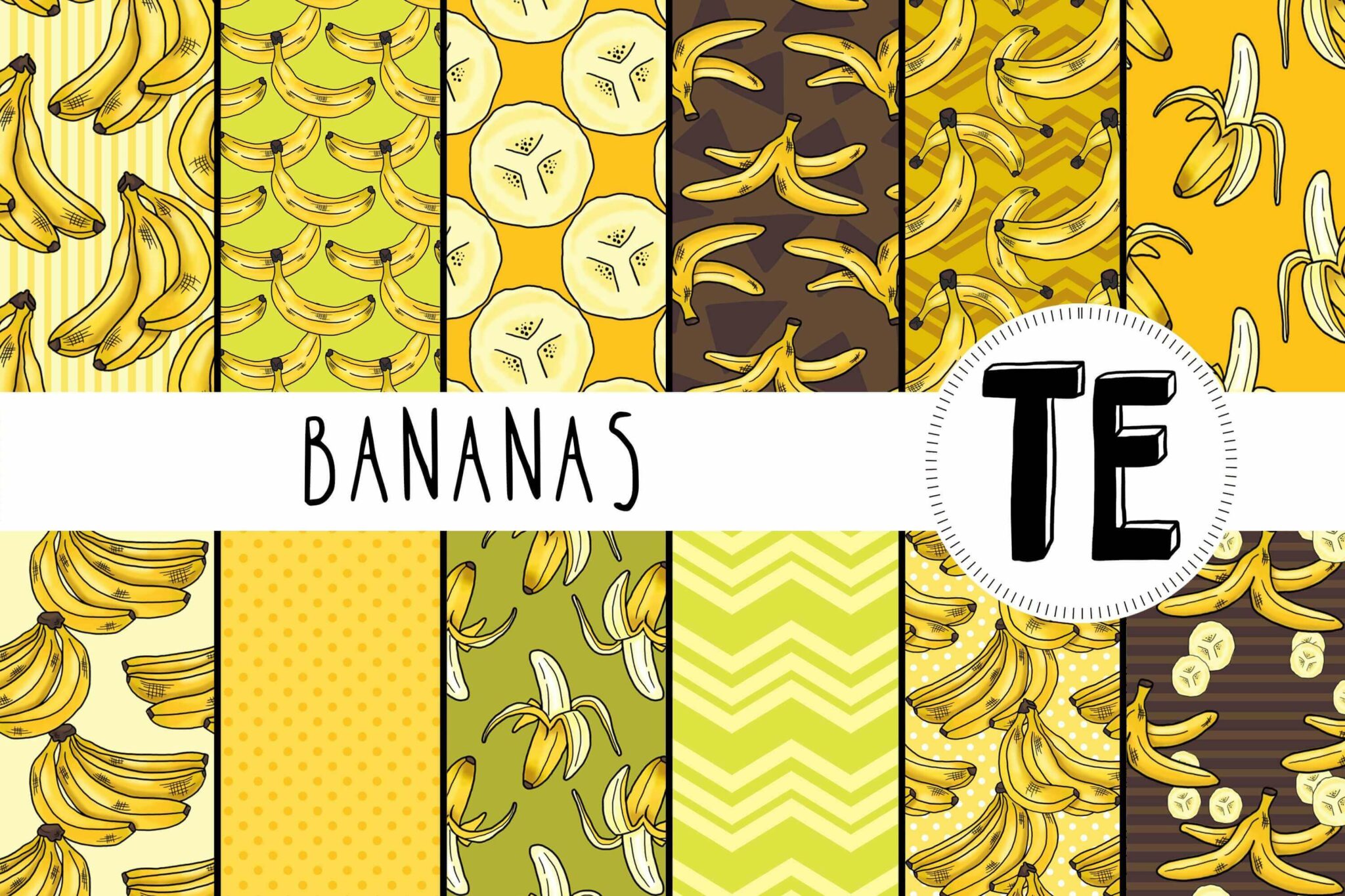 12 Banana Seamless Patterns - Summer, Tropical Fruit. – MasterBundles