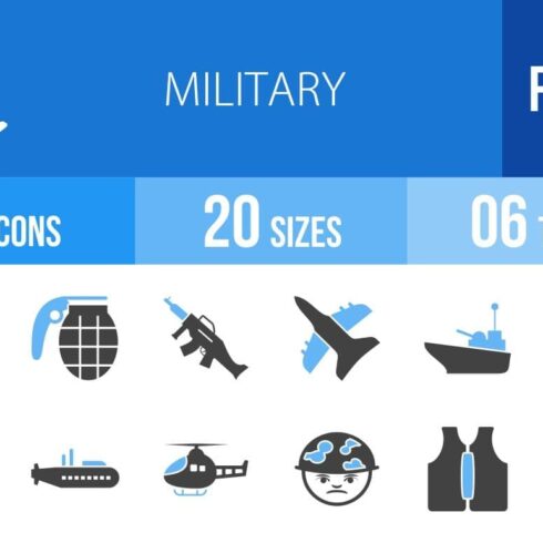50 Military Blue & Black Icons | Master Bundles
