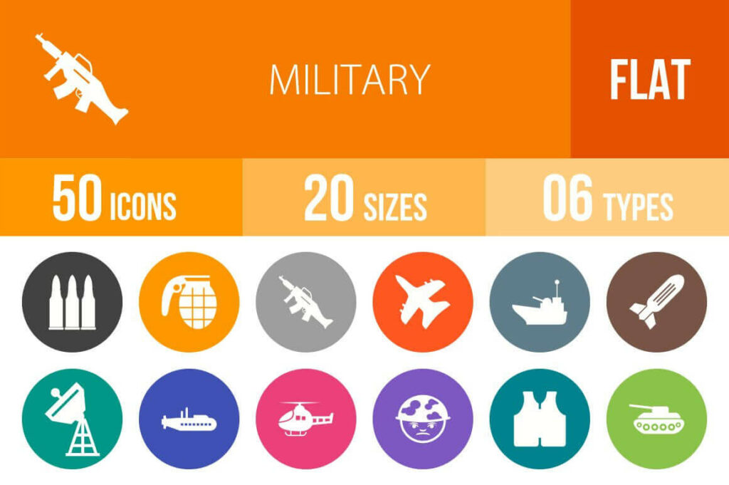 50 Military Flat Round Icons – MasterBundles