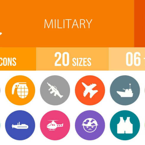 50 Military Flat Round Icons | Master Bundles