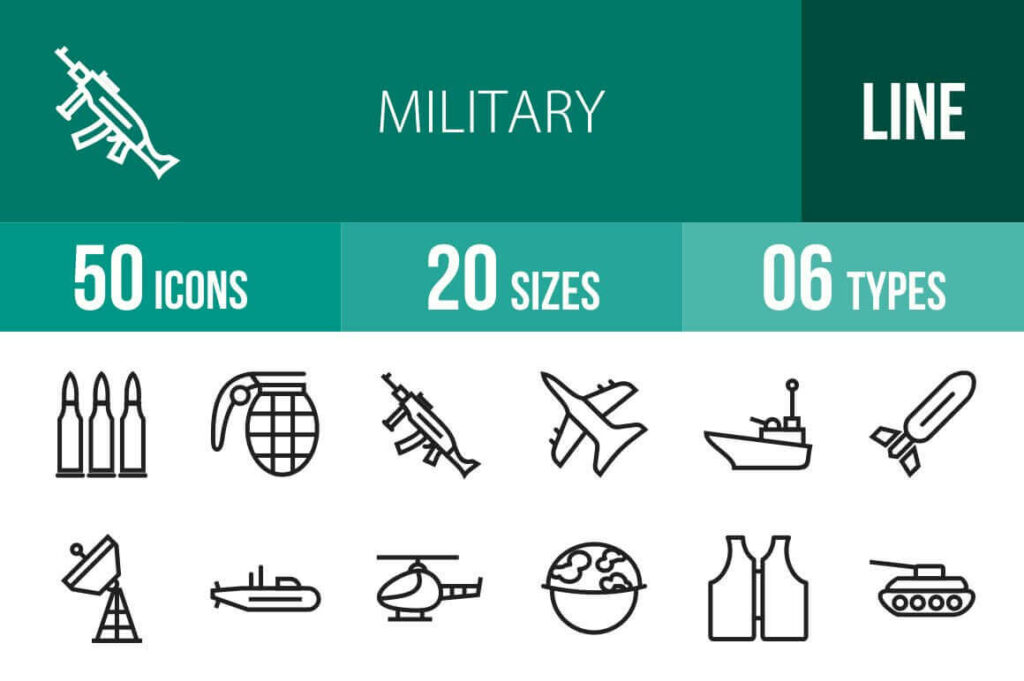50 Military Line Icons – MasterBundles