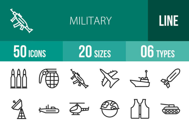 50 Military Line Icons – MasterBundles