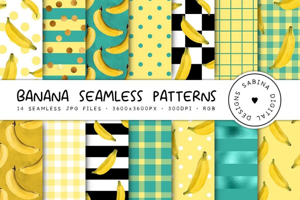 Banana Seamless Patterns | 14 Fruit Digital Papers – MasterBundles