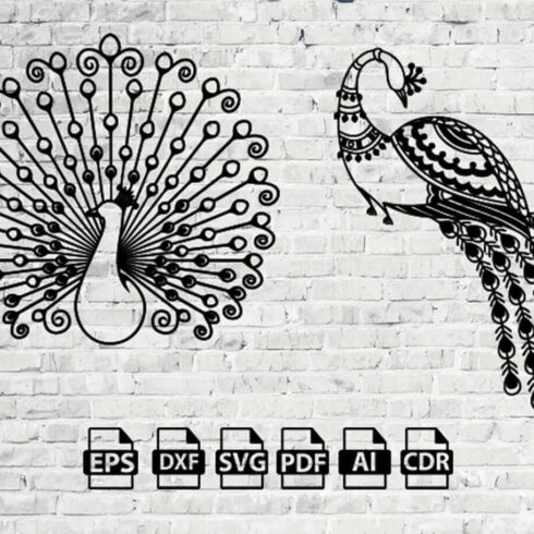 Peacock Design Laser Cut SVG DXF Files Wall Sticker Engraving Decal ...