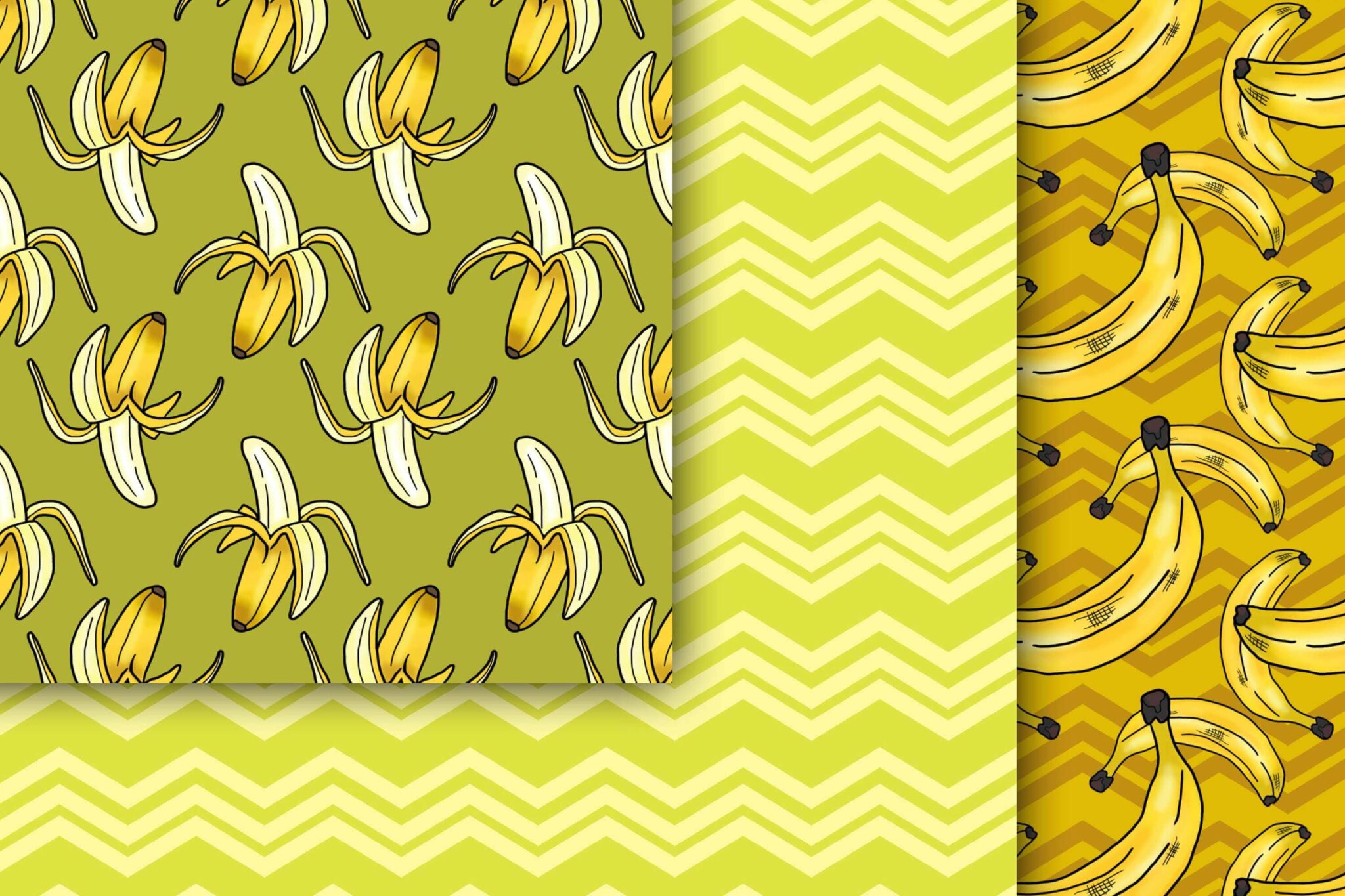 12 Banana Seamless Patterns - Summer, Tropical Fruit. – MasterBundles