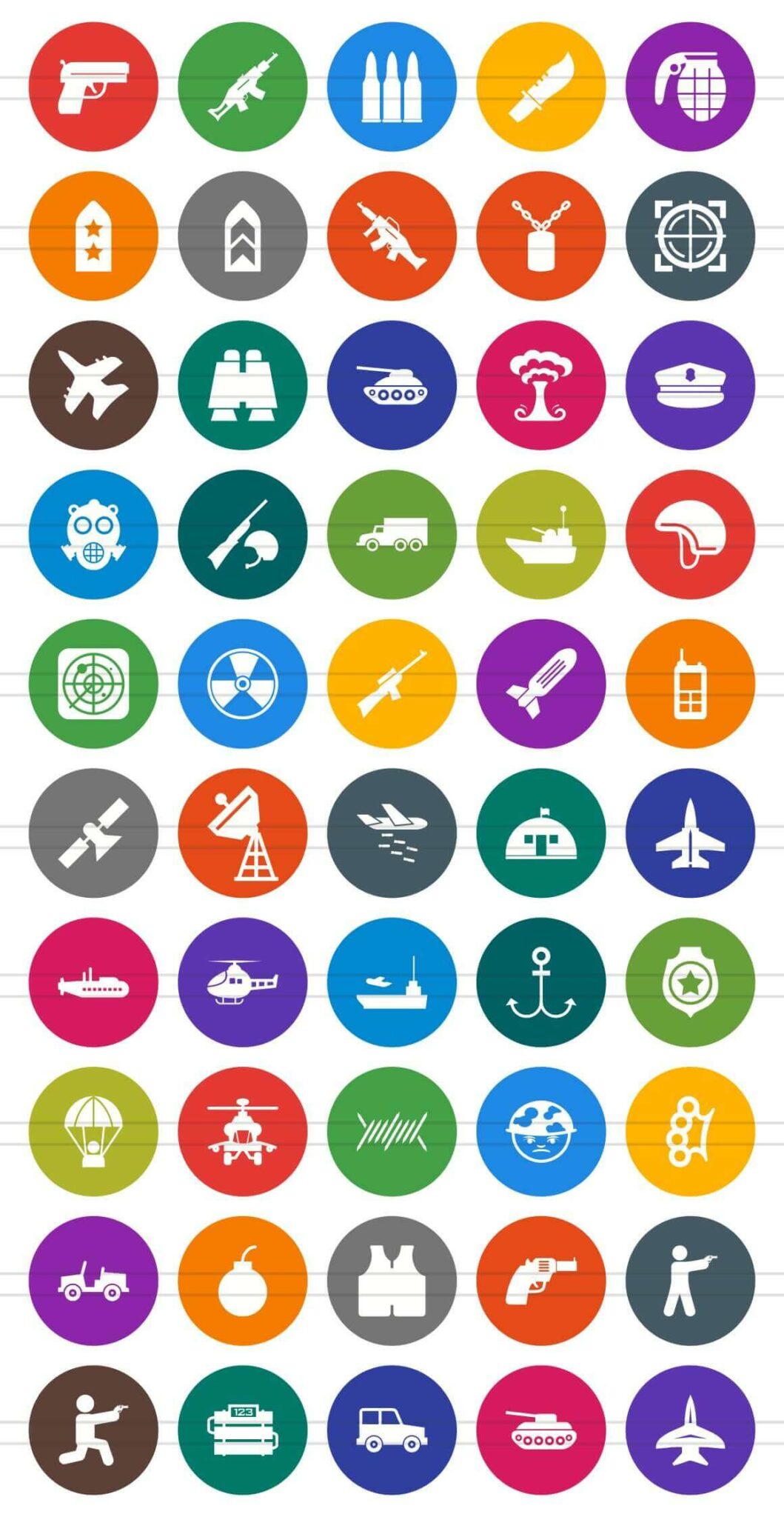 50 Military Flat Round Icons – MasterBundles