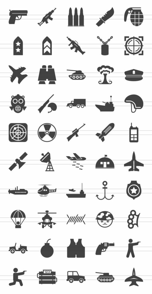 50 Military Glyph Icons – MasterBundles