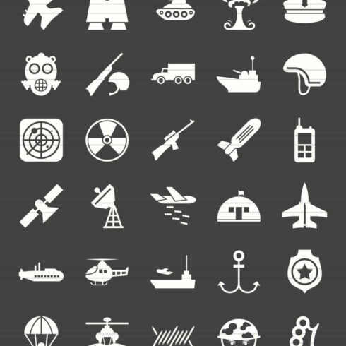 50 Military Glyph Inverted Icons | Master Bundles