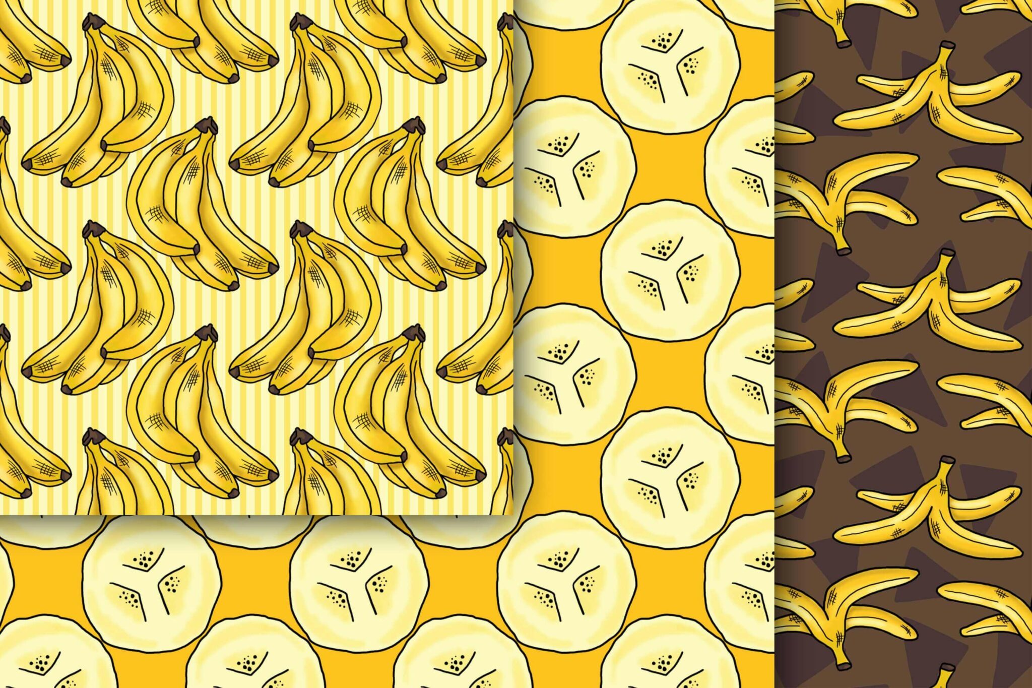 12 Banana Seamless Patterns - Summer, Tropical Fruit. – MasterBundles