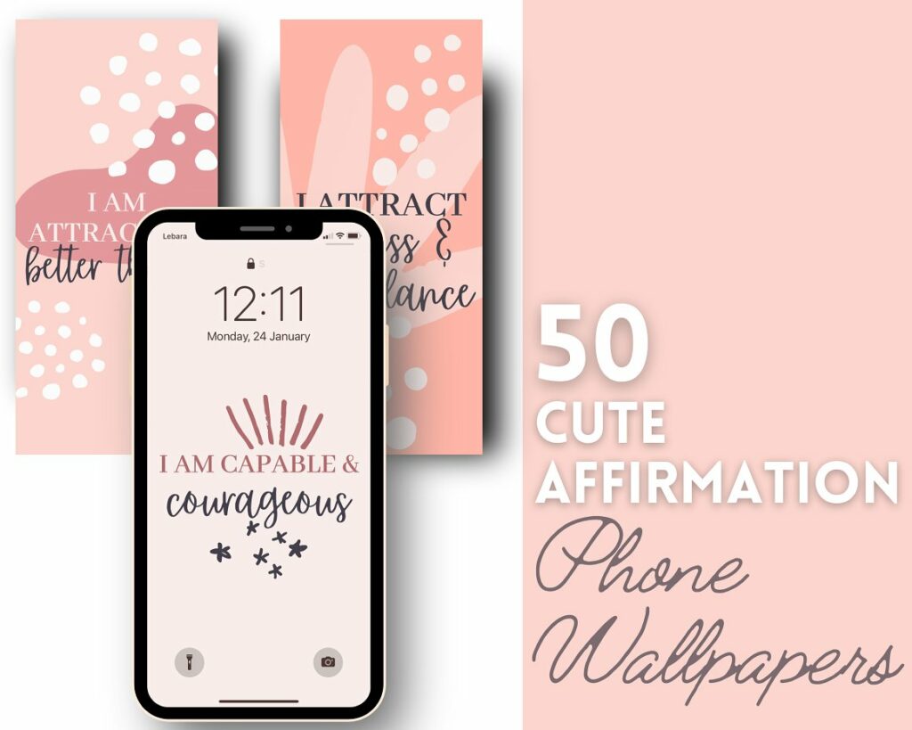 Cute Affirmations Phone Wallpaper – MasterBundles