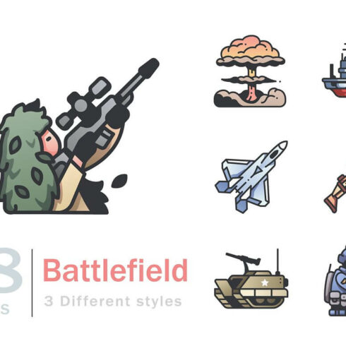 78 Battlefield Icon Set | Master Bundles