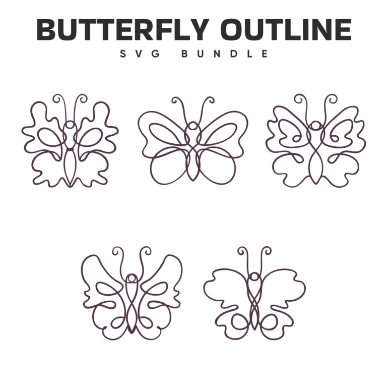6 Butterfly Outline SVG Files – MasterBundles