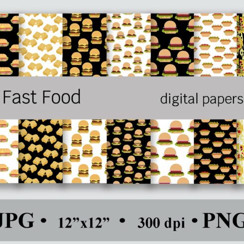 Fast Food Digital Paper Set, Scrapbook Seamless Patterns | Master Bundles
