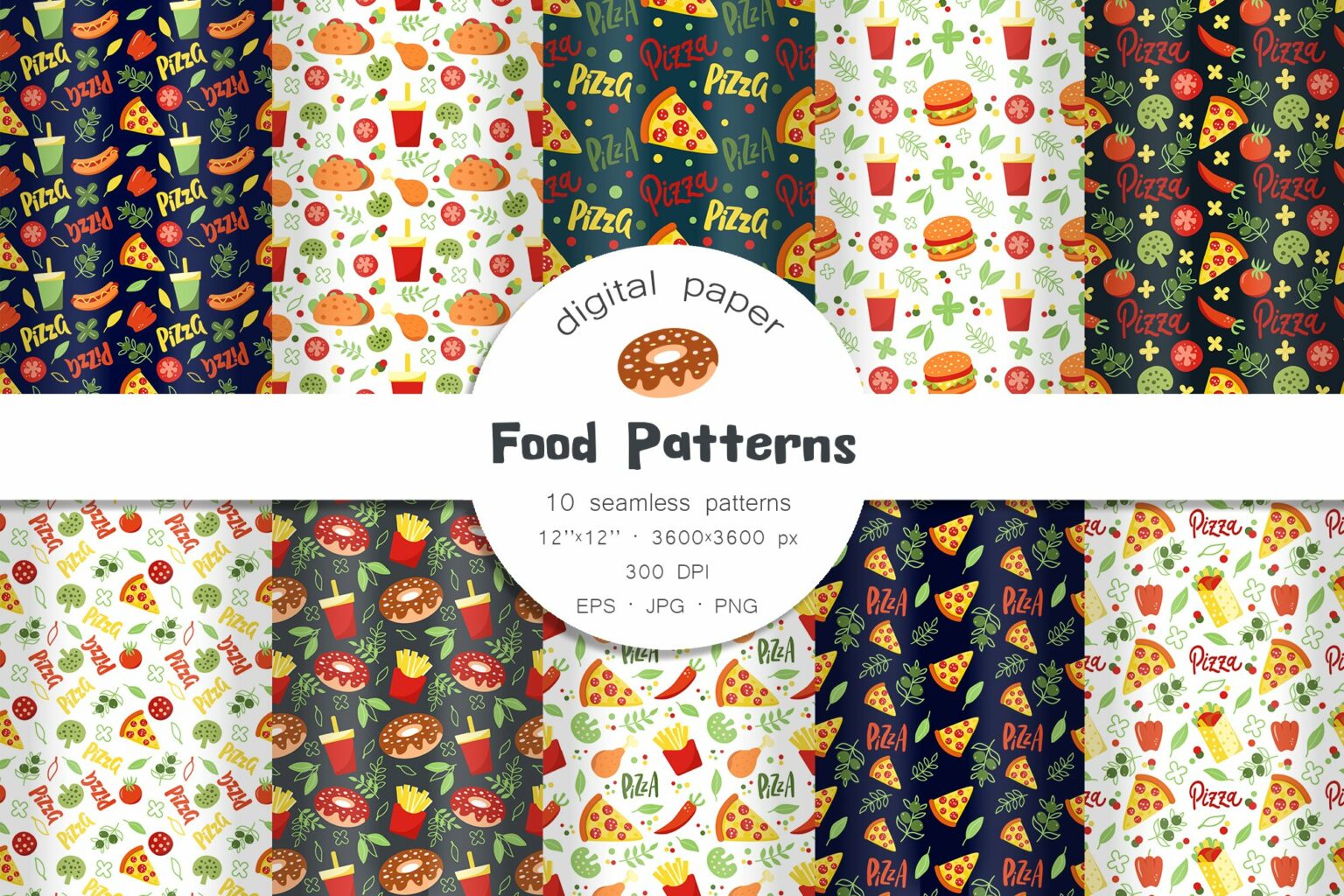 Food Patterns. Fast Food Background – MasterBundles